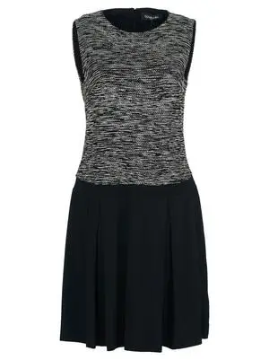 CONQUISTA Sleeveless Knit Dress With Round Neckline And Solid Color Detail - Black