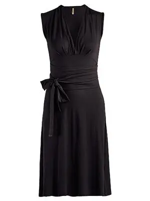 CONQUISTA Sleeveless V-neck Jersey Dress - Black