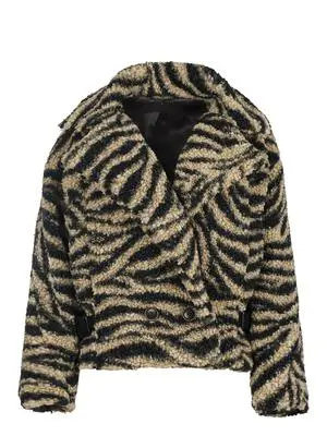 CONQUISTA Safari Elegance Faux Fur Jacket - Black