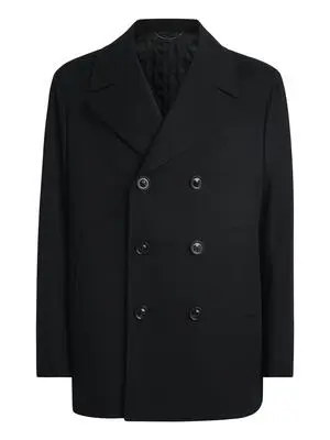 Canali Wool-cashmere Pea Coat - Black