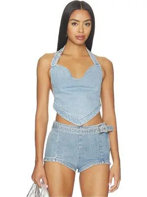 Retrofete Amelisse Denim Halter Top - Bleeker