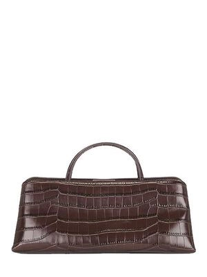 VERAFIED Verified X Croc Embossed Clutch Shoulder Bag - Mocha
