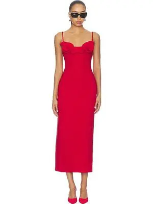 Magda Butrym Floral Applique Midi Dress - Red