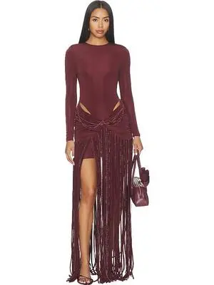 PatBO Taffeta Tarsila Maxi Dress - Brown