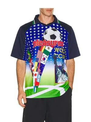 PLEASURES Flags Jersey In Blue - Multi