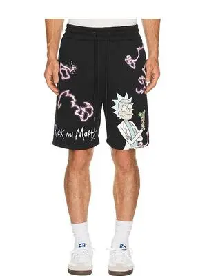 REASON Rick And Morty Graphic Fleece Shorts - Black