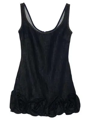 SELF-PORTRAIT Short Dress With Floral Appliqu - Blue