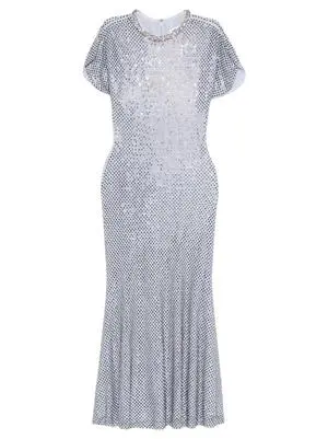 SELF-PORTRAIT Midi Dress With Rhinestones - Blue