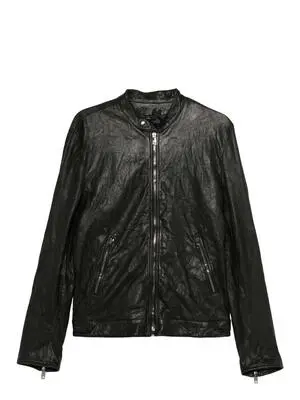 Dolce & Gabbana Lambskin Leather Zip-up Jacket - Black