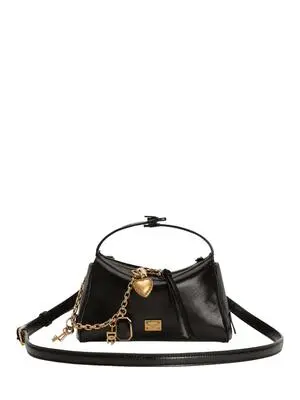 Dolce & Gabbana Calfskin Shoulder Bag With Pendant Detail - Black