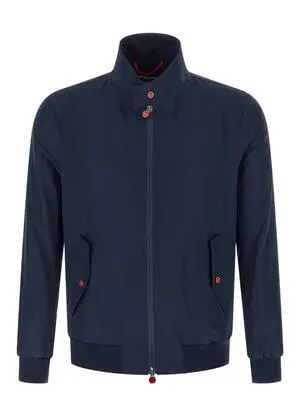 Kiton Cima Jacket With Mandarin Collar - Blue