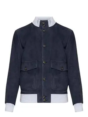 Eleventy Leather Jacket - Blue