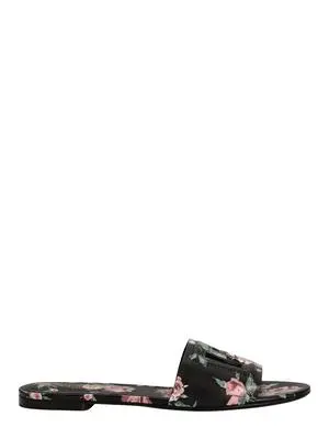 Dolce & Gabbana DOLCE & GABBANA Floral Slide Sandals Black