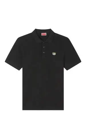 Kenzo Cotton Polo Shirt With Logo Appliqu - Black