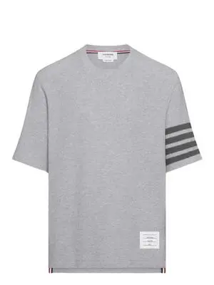 Thom Browne T-shirt With 4-stripe Detail - Grey