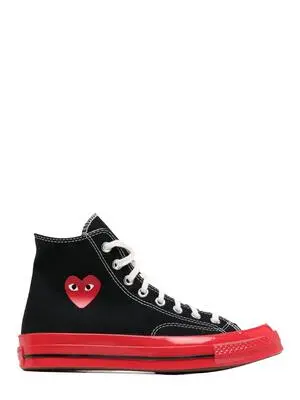 Play Comme Des Garcon Chuck 70 High Top Sneakers With Heart Appliqu - Black