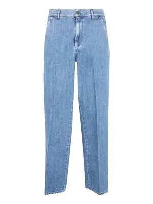 LARDINI Washed Denim Pants - Blue