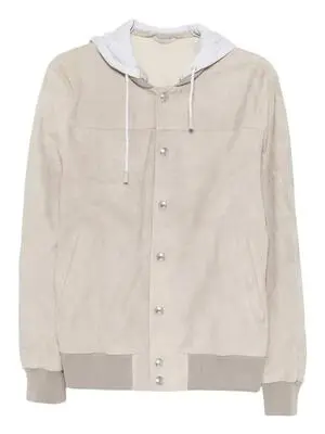 Eleventy Hooded Suede Jacket - Green