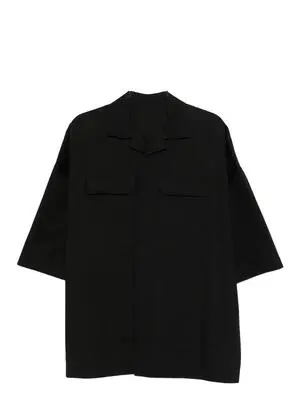 Rick Owens Shirt With Flap Pocket And Camp Collar - Black