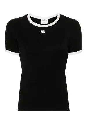 Thom Browne Courreges Cotton Jersey T-shirt With Logo Application - Black