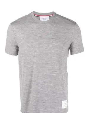 THOM BROWNE COURREGES Black Cotton Jersey T-shirt With Logo Application
