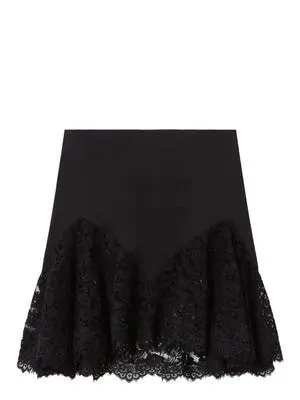 COURREGES Flared Mini Skirt In Cruelty-free Leather - Black