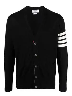 Thom Browne Cardigan With Stripe Detail - Black