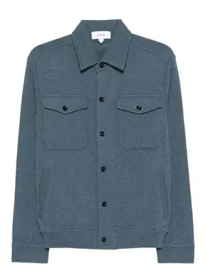 LARDINI Cotton Jacket With Buttoned Pockets And Ribbed Hem - Blue