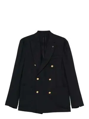 LARDINI Gold-tone Double-breasted Blazer - Blue