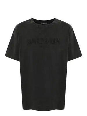 Balmain T-shirt With Vintage Embroidery - Grey