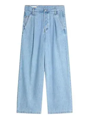 Dries Van Noten DRIES VAN NOTEN Pleated Wide Leg Jeans Blue