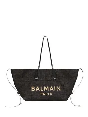 Balmain Track Tote Bag With Embroidery - Black