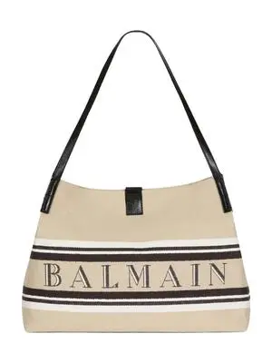 Balmain Release Medium Tote Bag With Logo - Brown