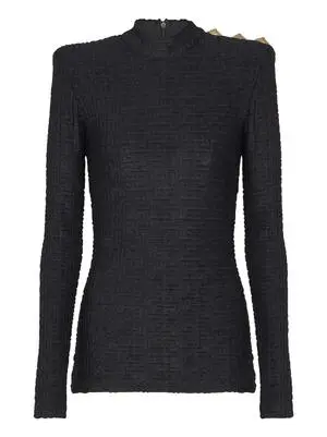 Balmain Bouclette Monogrammed Top - Black