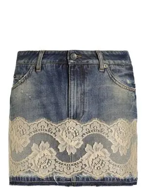 Dolce & Gabbana Lace Insert Denim Miniskirt - Blue