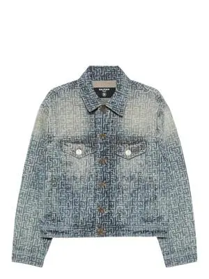 Balmain Monogrammed Denim Jacket - Blue