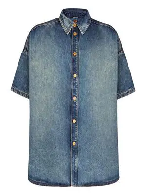 Balmain Short-sleeved Button-up Shirt - Blue