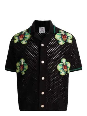 Casablanca Glitch Orchid Embroidered Crochet T-shirt - Multi
