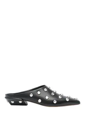 Paris Texas Studded Leather Mules - Black