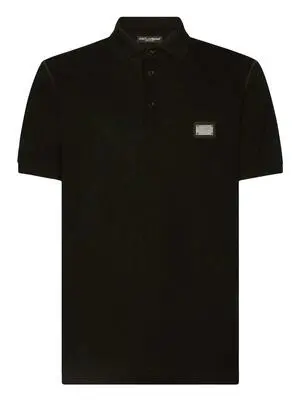 Dolce & Gabbana Polo Shirt With Applique - Black