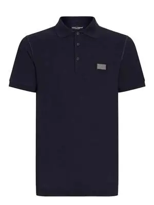Dolce & Gabbana Polo Shirt With Applique - Blue