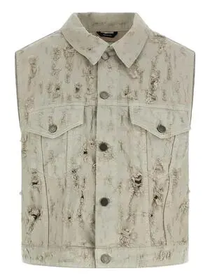 HAIKURE Ryder Distressed Denim Vest - Grey