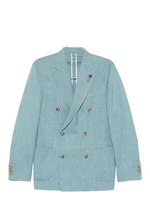Balmain Double-breasted Wool Blazer - Blue