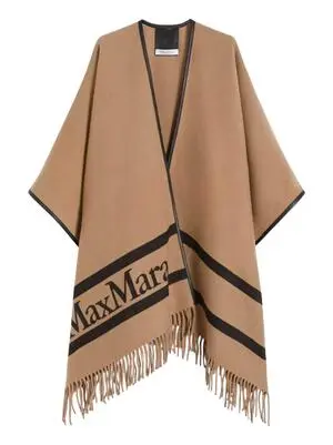 Max Mara Jacquard Wool Poncho - Brown