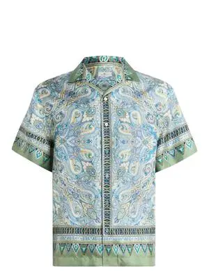 Etro Silk Shirt With Paisley Print - Blue