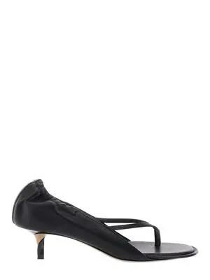 Jacquemus Gathered Leather Thong Sandals - Black