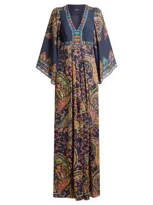 Etro Paisley Print V-neck Maxi Dress - Multi