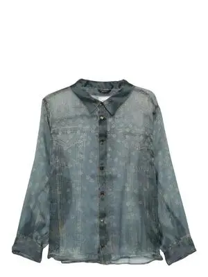 HAIKURE Maya Silk Shirt With Print Design - Blue