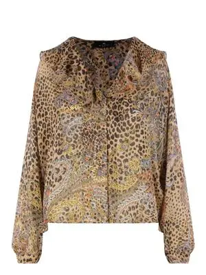Etro Printed Silk Shirt With Ruffle Detail - Multi
