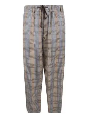 UMA WANG Tartan Drawstring Trousers - Blue